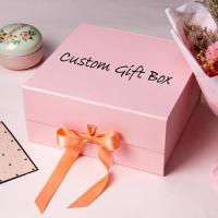 China Personalized Wedding Welcome Gift Bridal Party Favor Box Magnetic Closure Box With Satin Ribbon for sale