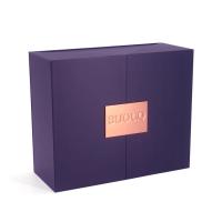 China Custom Logo Printed Cardboard Two Open Gift Box With Double Door Cosmetic Packaging Box for sale