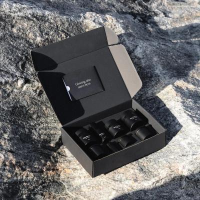 China Custom Logo Skincare Packaging Box Beauty Black Mailing Shipping Mailer Box With Inserts for sale