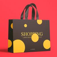 China Custom Private Logo Printed Black Large Personalized Luxury Shopping Tote Gift Premium Paper Bags With Handle for sale