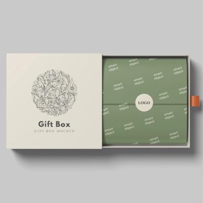 China Eco Friendly Custom Logo Cardboard Jewelry Ribbon Sliding Drawer Gift Cosmetics Packaging Paper Box for sale