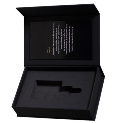 China Custom Printing Eco Friendly Black Hair Oil Packaging Magnet Rigid Paper Box With Foam Insert for sale