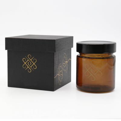 China Custom Gold Foil Logo 2 Piece Box Luxury Honey Jar Packaging Gift Box With Lid And Bottom for sale