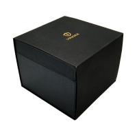 China Custom Logo Luxury Paper Gift Box Packaging Black Watch Boxes Cases With Gold Stamping for sale