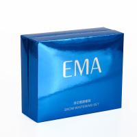 China Custom Logo High End Soft Touch Blue Cosmetic Paper Box Packaging for sale