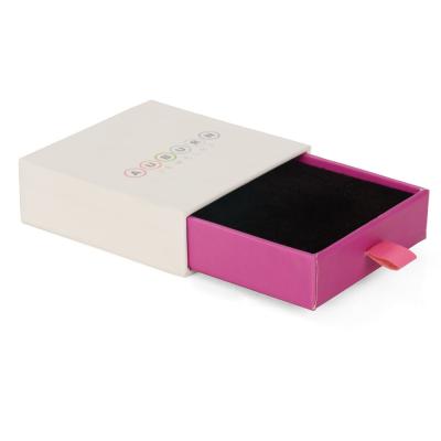 China Custom Logo Rigid Slide Drawer Paper Velvet Jewellery Boxes For Jewelry for sale