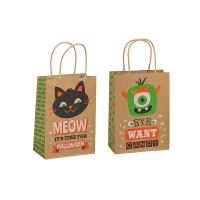 China Custom Print Brown Kraft Paper Halloween Party Candy Sweet Goodie Gift Bags With Logo for sale