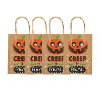 China Custom Print Brown Kraft Paper Halloween Party Candy Sweet Goodie Gift Bags With Logo for sale