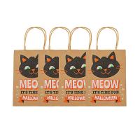 China Custom Print Brown Kraft Paper Halloween Party Candy Sweet Goodie Gift Bags With Logo for sale