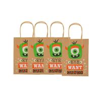 China Custom Print Brown Kraft Paper Halloween Party Candy Sweet Goodie Gift Bags With Logo for sale