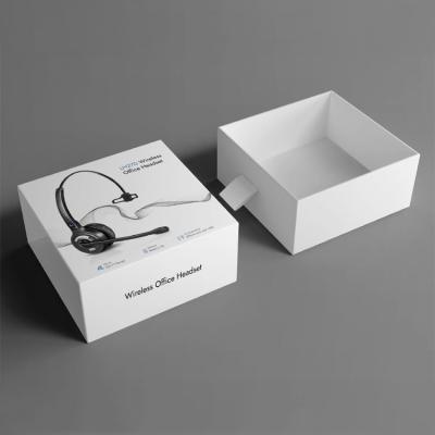 China Custom Logo White Rigid Sliding Headphone Headset Paper Gift Packaging Box for sale