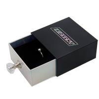 China Custom Luxury Black Paper Sliding Drawer Velvet Jewelry Ring Box for sale
