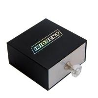 China Custom Luxury Black Paper Sliding Drawer Velvet Jewelry Ring Box for sale
