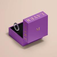 China Custom Logo High End Purple Jewellery Gift Wedding Rings Box for sale