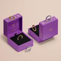 China Custom Logo High End Purple Jewellery Gift Wedding Rings Box for sale