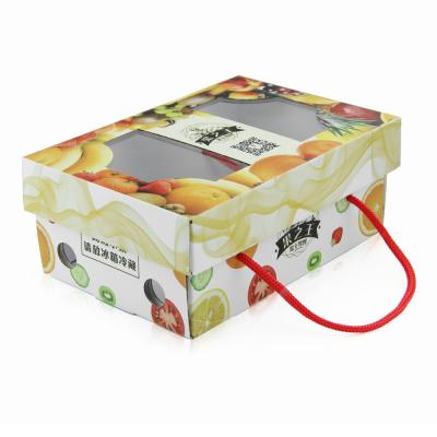 China Custom Design Corrugated Cardboard Gift Box With Handles For Fruit And Vegetables for sale