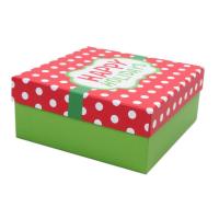 China Custom Printed Happy Holiday Gift Square Box With Lid Spot UV for sale
