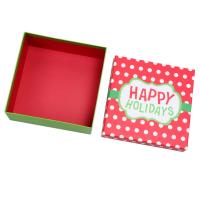 China Custom Printed Happy Holiday Gift Square Box With Lid Spot UV for sale