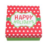 China Custom Printed Happy Holiday Gift Square Box With Lid Spot UV for sale