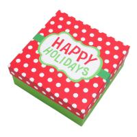 China Custom Printed Happy Holiday Gift Square Box With Lid Spot UV for sale