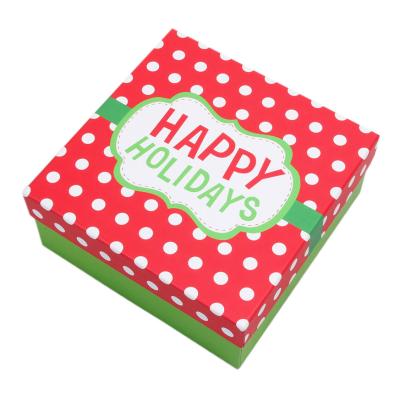 China Custom Printed Happy Holiday Gift Square Box With Lid Spot UV for sale