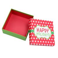 China Custom Printed Happy Holiday Gift Square Box With Lid Spot UV for sale