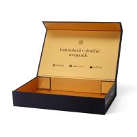 China Custom Rigid Magnetic Closure Luxury Foldable Black Gift Box Packaging for sale