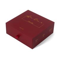 China Custom Logo Luxury Red Drawer Essential Oil Gift Box Packaging Set for sale