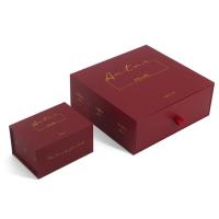China Custom Logo Luxury Red Drawer Essential Oil Gift Box Packaging Set for sale