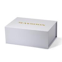China Custom White Art Paper Hardcover Box With Gold Foil Logo for sale