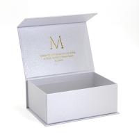 China Custom White Art Paper Hardcover Box With Gold Foil Logo for sale