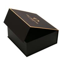China Luxury Gold Foil Stamping Black Empty Presentation Card Packaging Gift Boxes With Magnetic Lid for sale