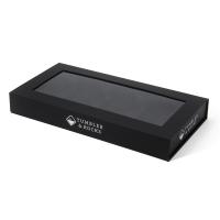 China Custom Luxury Black Magnetic Gift Box With Window for sale