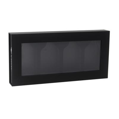 China Custom Luxury Black Magnetic Gift Box With Window for sale