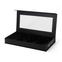 China Custom Luxury Black Magnetic Gift Box With Window for sale