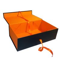 China Custom Luxury Folding Magnetic Halloween Gift Box With Ribbon Closure for sale