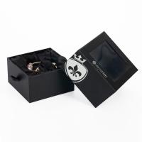 China Custom Design Luxury Black Drawer Satin Lined Gift Paper Box For Bracelet for sale