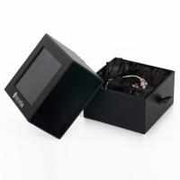 China Custom Design Luxury Black Drawer Satin Lined Gift Paper Box For Bracelet for sale