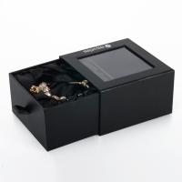 China Custom Design Luxury Black Drawer Satin Lined Gift Paper Box For Bracelet for sale