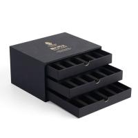 China Personalised Luxury Rigid Board Three Tier Gift Box With Gold Foil Logo for sale