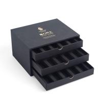 China Personalised Luxury Rigid Board Three Tier Gift Box With Gold Foil Logo for sale