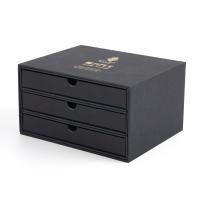 China Personalised Luxury Rigid Board Three Tier Gift Box With Gold Foil Logo for sale