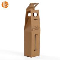 China Custom Logo Gable Top Brown Corrugated Wine Packaging Gift Box With Window for sale