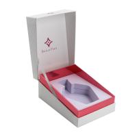 China Custom Logo Premium Textured Paper Perfume Bottle Packaging Box With EVA Foam for sale