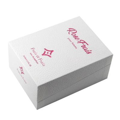 China Custom Logo Premium Textured Paper Perfume Bottle Packaging Box With EVA Foam for sale