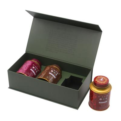 China Custom Luxury Magnetic Book Shaped Tea Gift Box Packaging For Tea Cans for sale