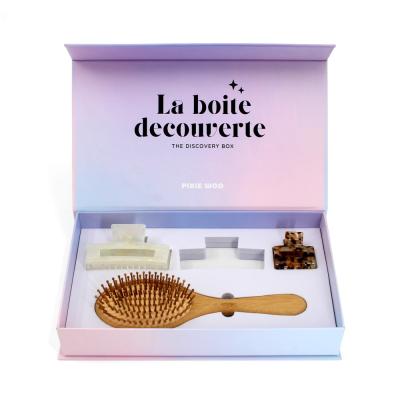 China Custom Luxury Hair Clip Claw Gift Box Comb Hair Brush Packaging Box For Hair Brush for sale