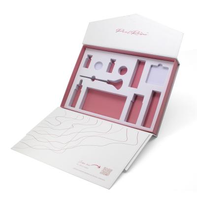 China Custom 2 Door Open Empty Beauty Skincare Cosmetic Products Paper Gift Packaging Box for sale
