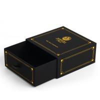 China Black Paper Packaging Box / Rigid Gift Box With Foil Stamping Logo Brand for sale