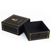China Black Paper Packaging Box / Rigid Gift Box With Foil Stamping Logo Brand for sale